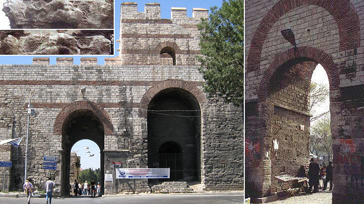 The ancient walls of Constantinople from Top Kapi and Yedikule Kapi